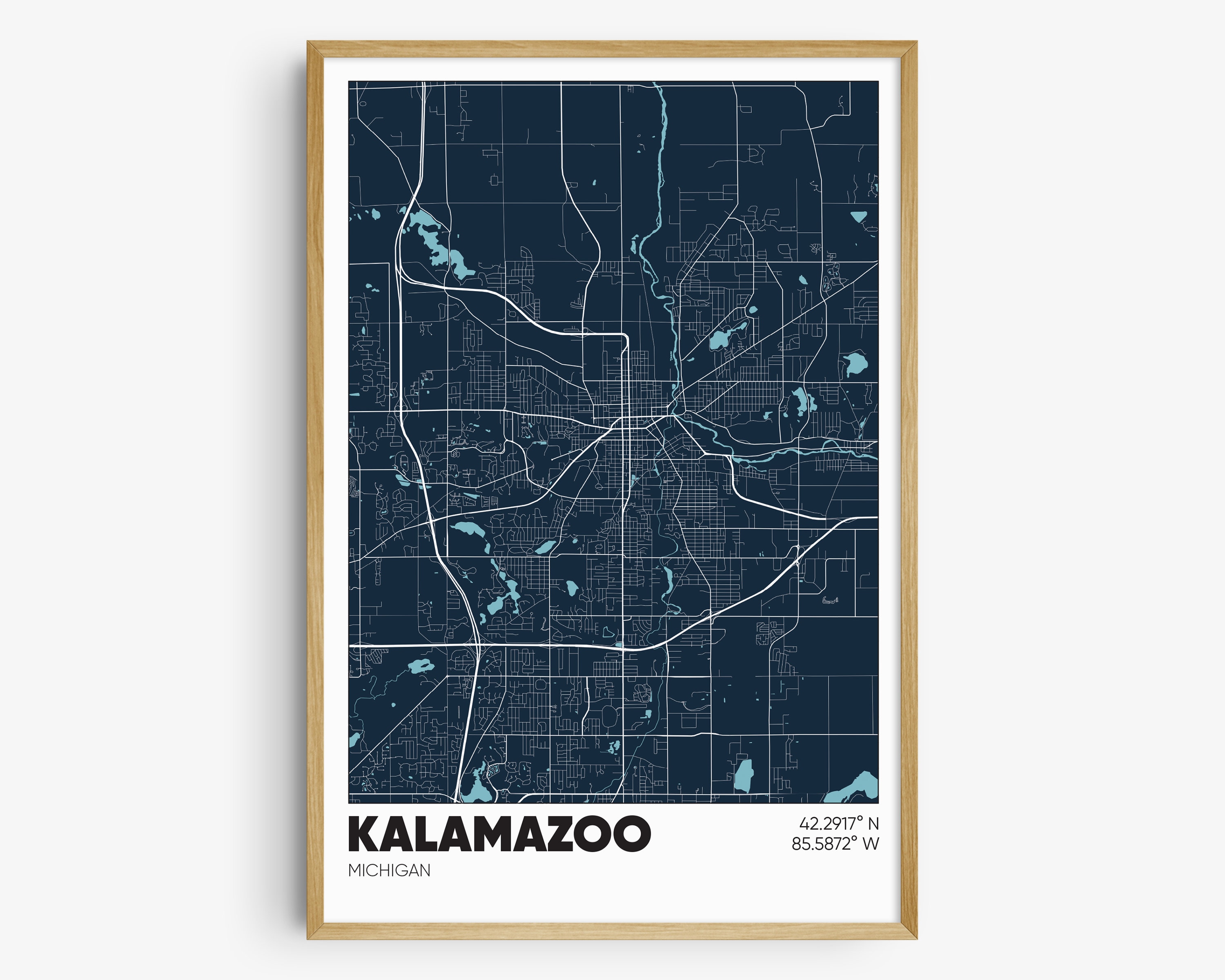 Kalamazoo Map Print, Michigan Wall Art, Kalamazoo MI Poster - Etsy