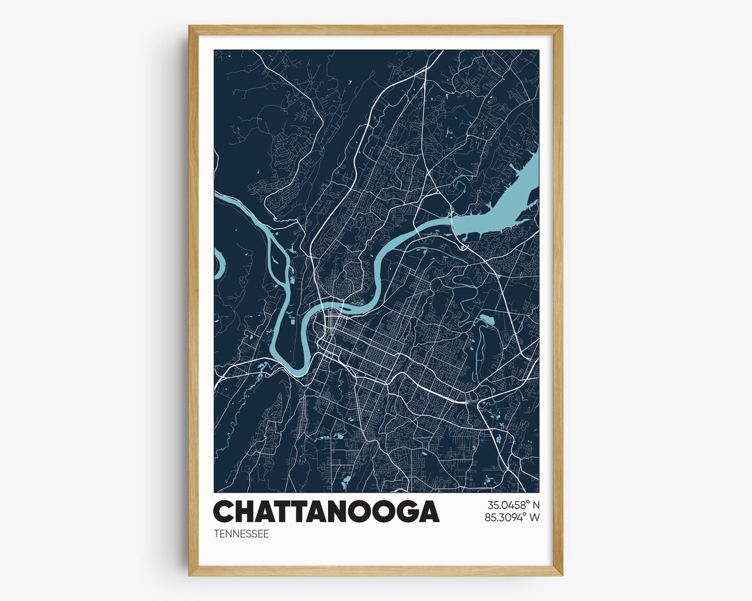 Chattanooga Map Print, Tennessee Wall Art, Chattanooga TN Poster - Etsy
