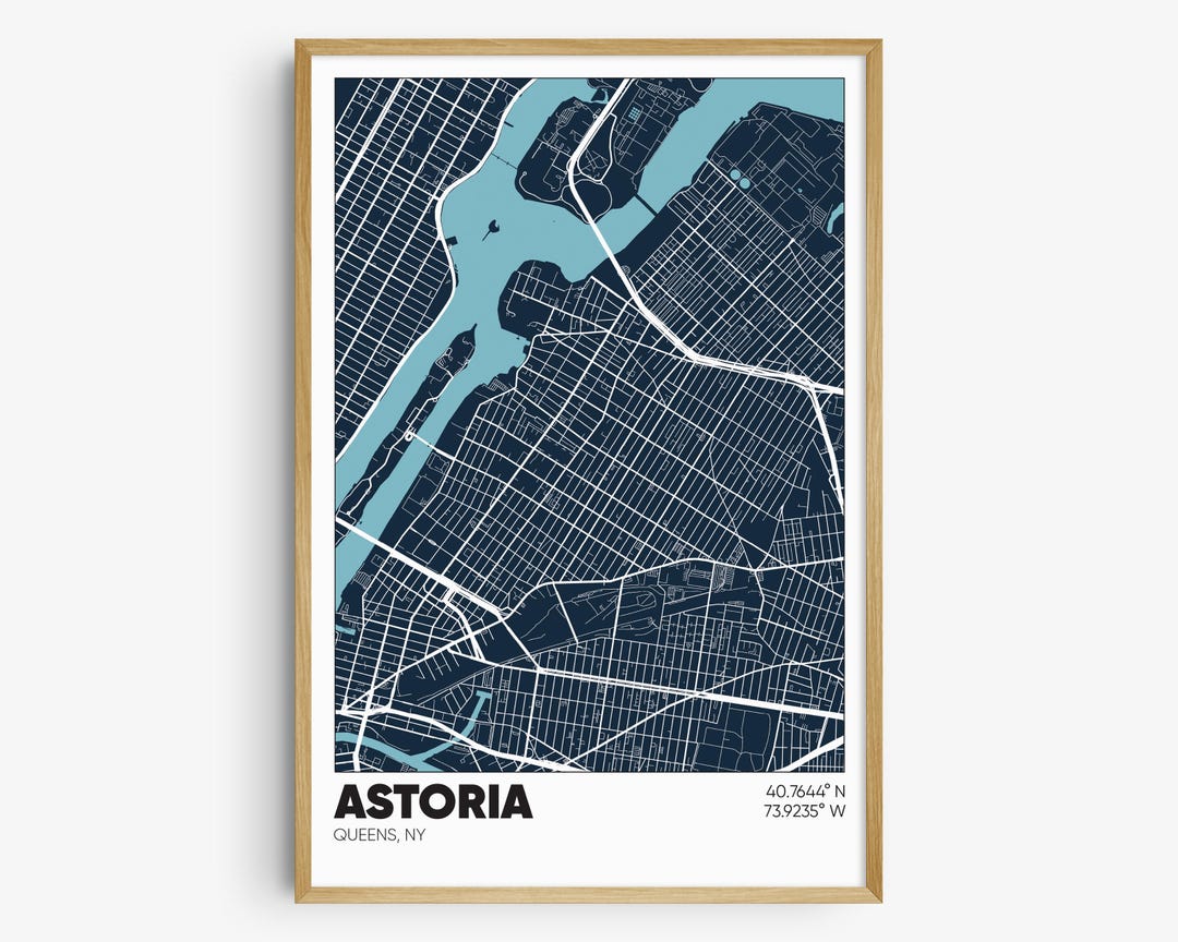 Astoria Queens Map Print, New York City Wall Art, NYC Neighborhood ...
