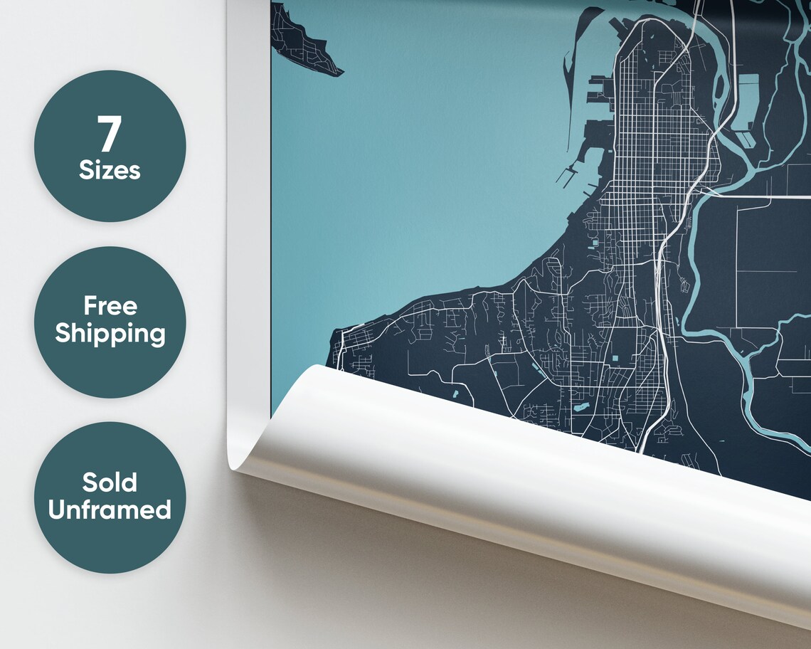 Everett WA Map Print, Washington Wall Art, Everett WA Poster - Etsy