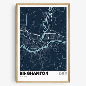 Binghamton Map Print, New York Wall Art, Binghamton NY Poster - Etsy
