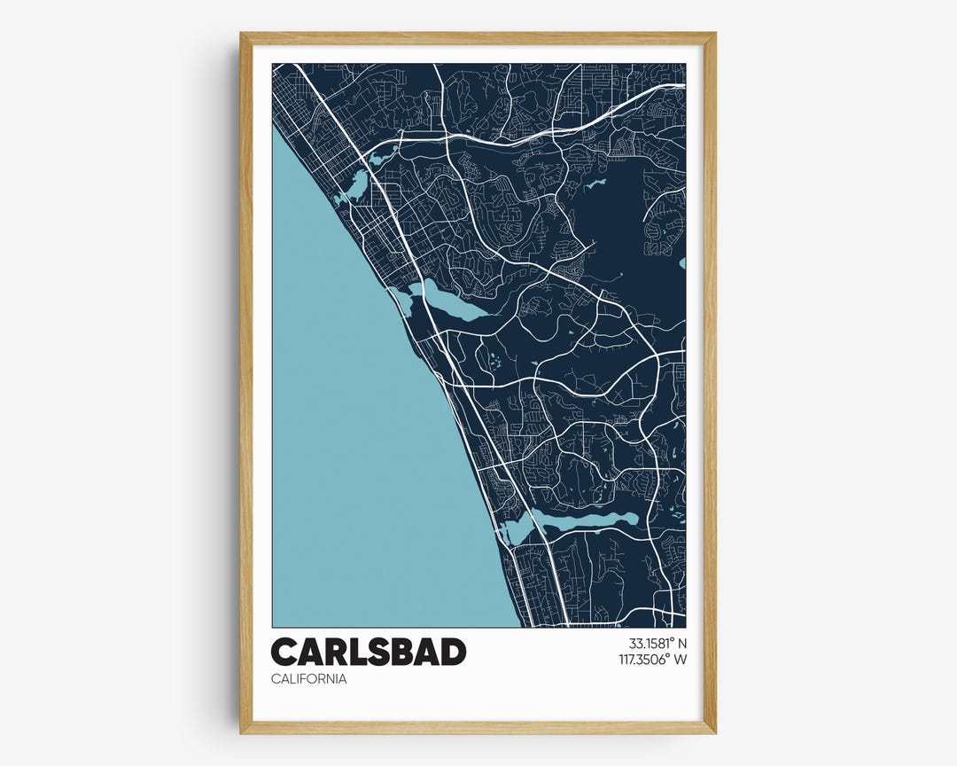 Carlsbad CA Map Print, California Coast Wall Art, Carlsbad CA Poster - Etsy