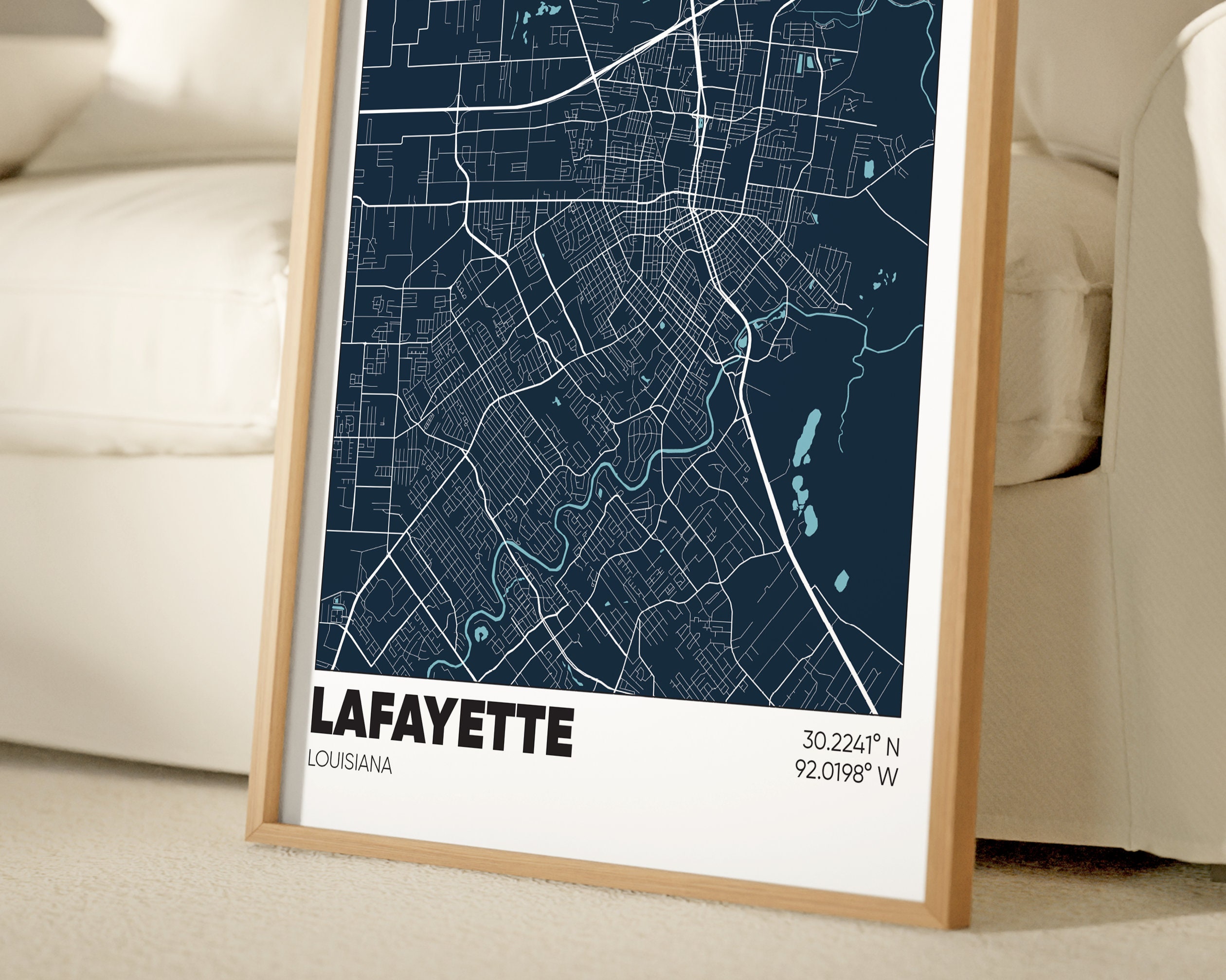 Lafayette LA Map Print, Louisiana Wall Art, Lafayette LA Poster - Etsy