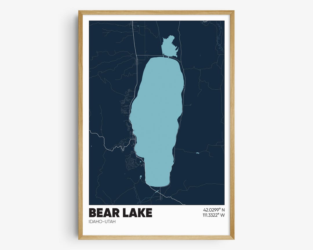 Bear Lake Map Print, Idaho Utah Wall Art, Bear Lake ID UT Poster - Etsy