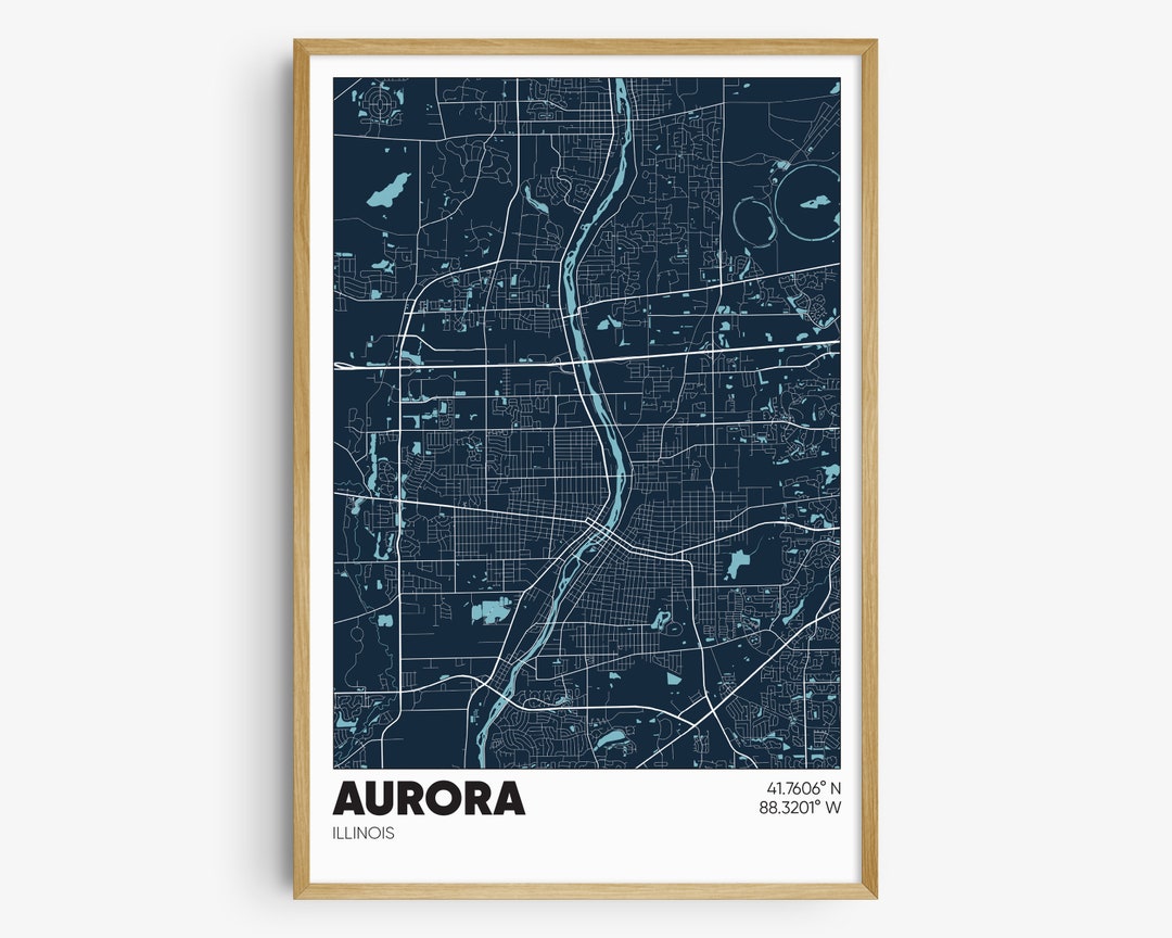 Aurora IL Map Print, Illinois Wall Art, Aurora IL Poster - Etsy