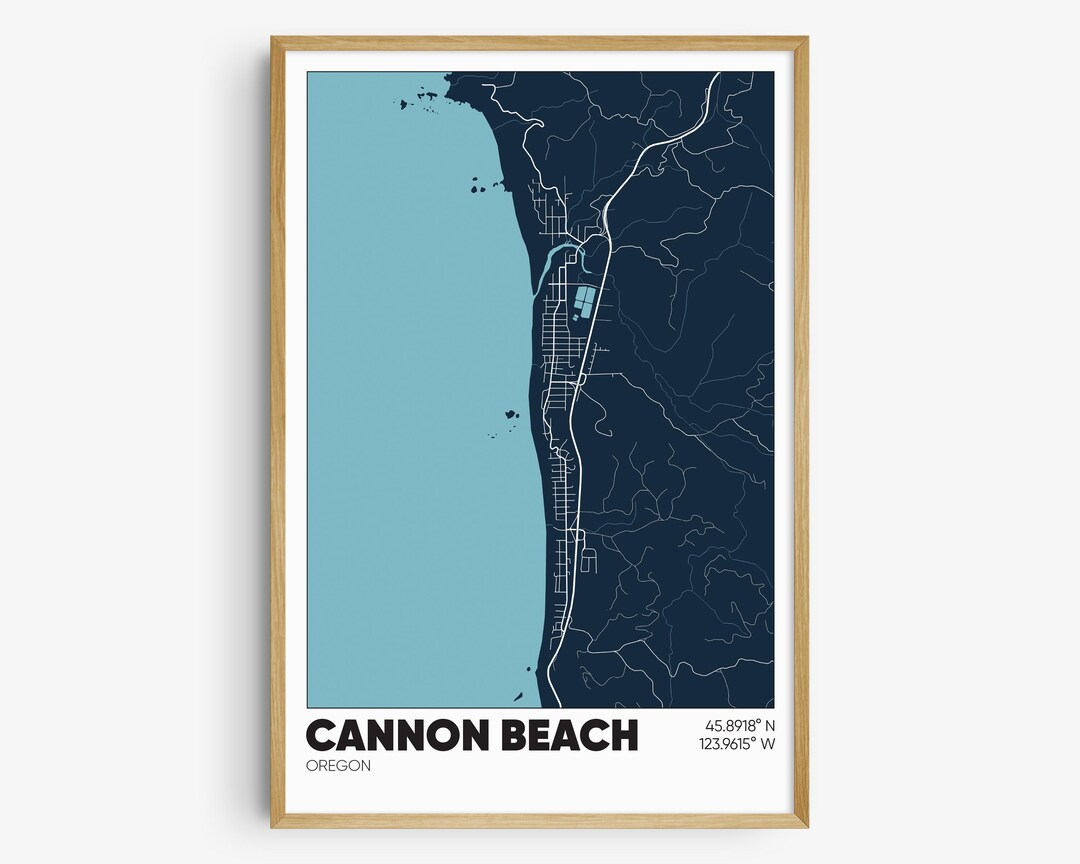 Cannon Beach Map Print, Oregon Coast Wall Art, Cannon Beach OR Poster ...