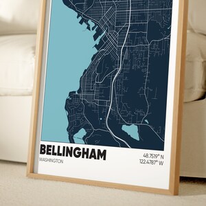 Bellingham Map Print, Washington Wall Art, Bellingham WA Poster - Etsy