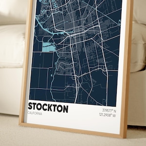 Stockton CA Map Print, California Wall Art, Stockton California Poster ...