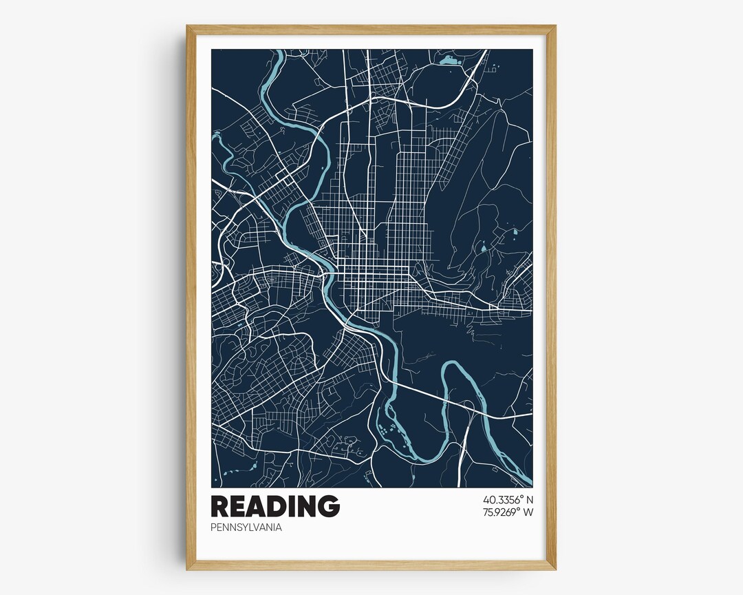 Reading PA Map Print, Pennsylvania Wall Art, Reading PA Poster - Etsy