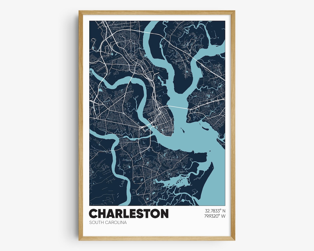 Charleston Map Print, South Carolina Wall Art, Charleston SC Poster - Etsy