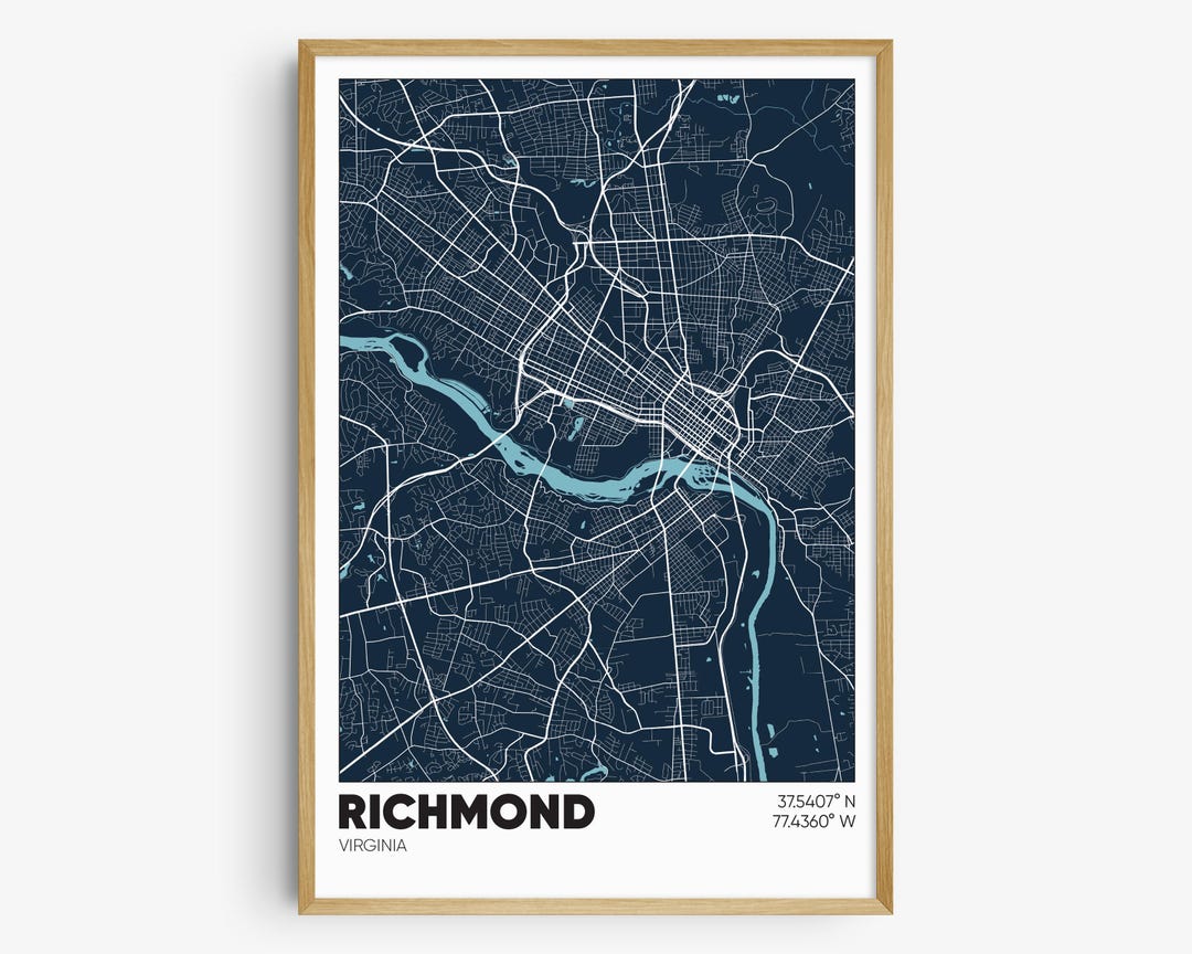 Richmond VA Map Print, Virginia Wall Art, Richmond VA Poster - Etsy