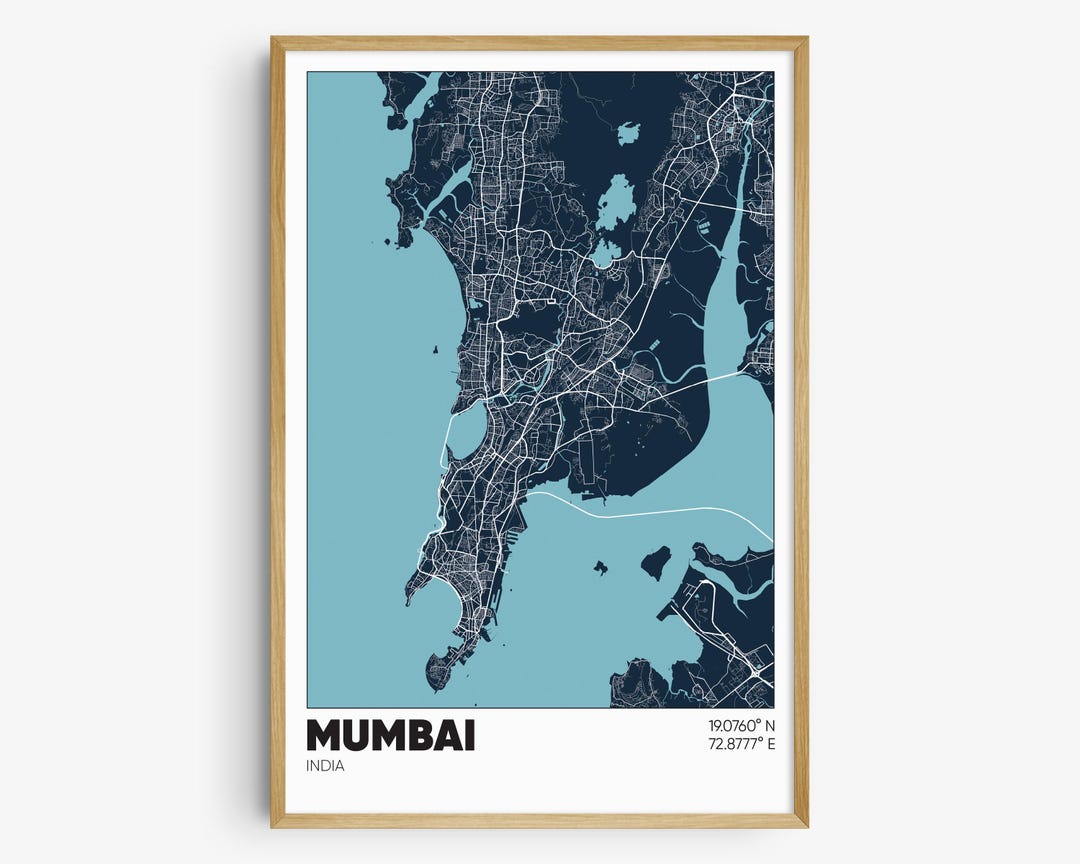 Mumbai India Map Print, India Wall Art, Mumbai India Poster - Etsy
