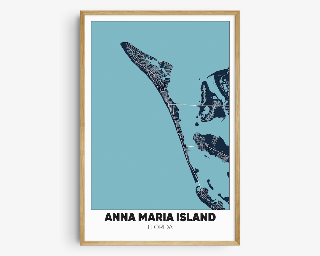 Anna Maria Island Map Print, Florida Wall Art, Anna Maria Island FL ...