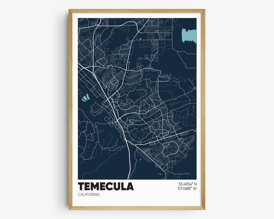 Temecula Map Print, California Wall Art, Temecula CA Poster - Etsy