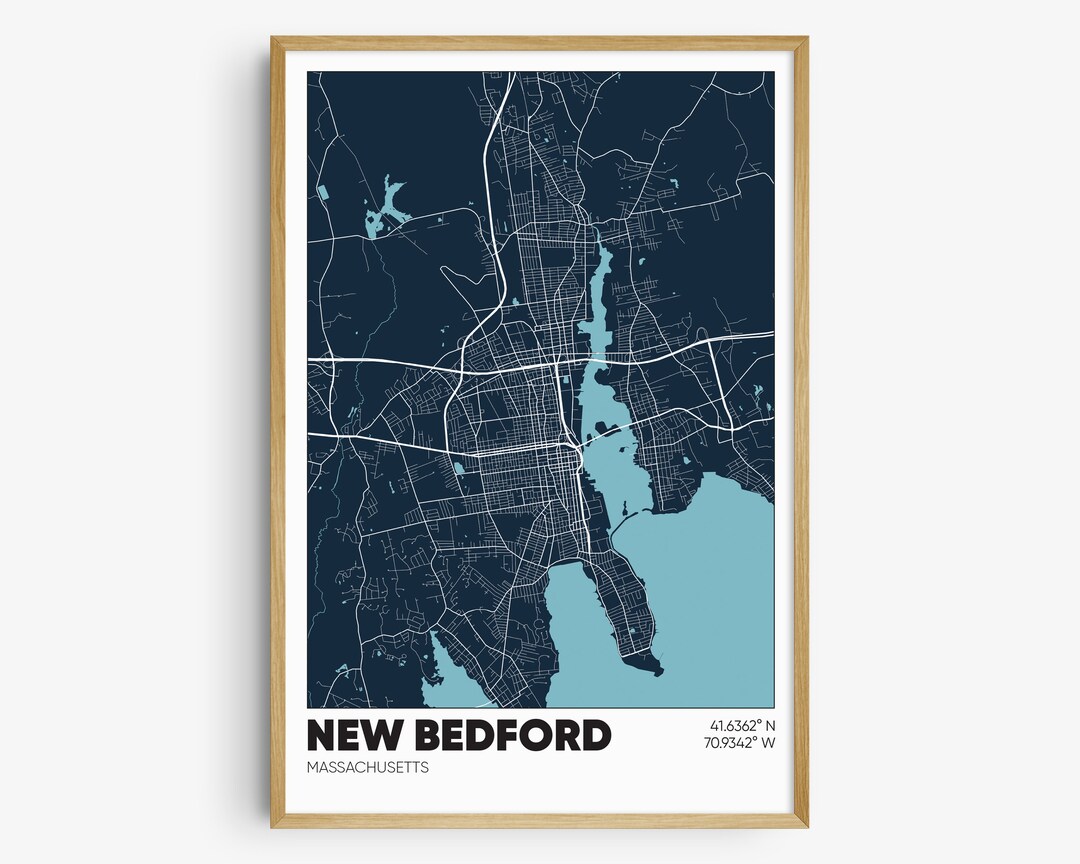 New Bedford Map Print, Massachusetts Wall Art, New Bedford MA Poster - Etsy