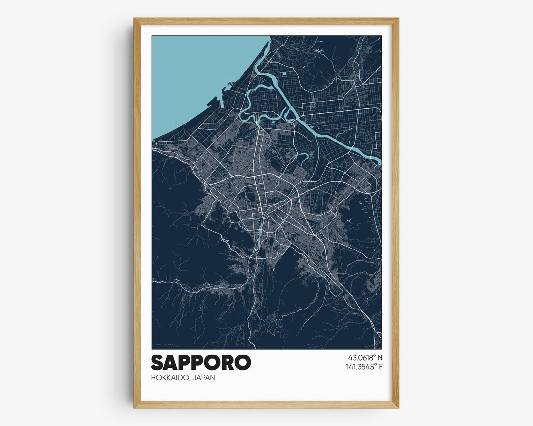 Sapporo Japan Map Print, Japanese Wall Art, Sapporo Hokkaido Poster - Etsy