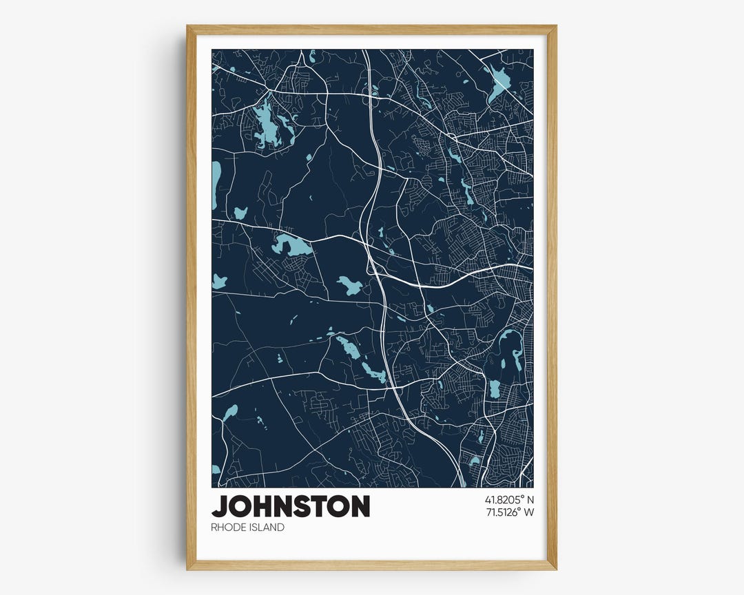 Johnston RI Map Print, Rhode Island Wall Art, Johnston Rhode Island ...
