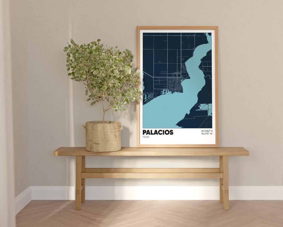 Palacios Map Print, Texas Wall Art, Palacios TX Poster - Etsy