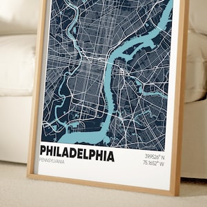 Philadelphia Map Print, Pennsylvania Wall Art, Philly PA Poster - Etsy