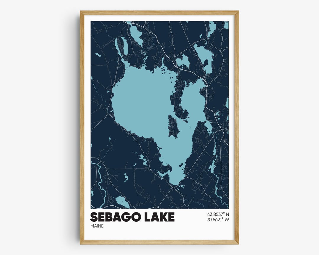 Sebago Lake Map Print, Maine Wall Art, Sebago Lake ME Poster - Etsy
