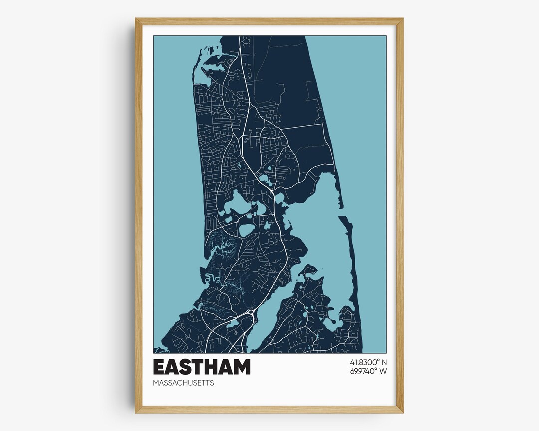 Eastham MA Map Print, Cape Cod Wall Art, Eastham Massachusetts Poster ...