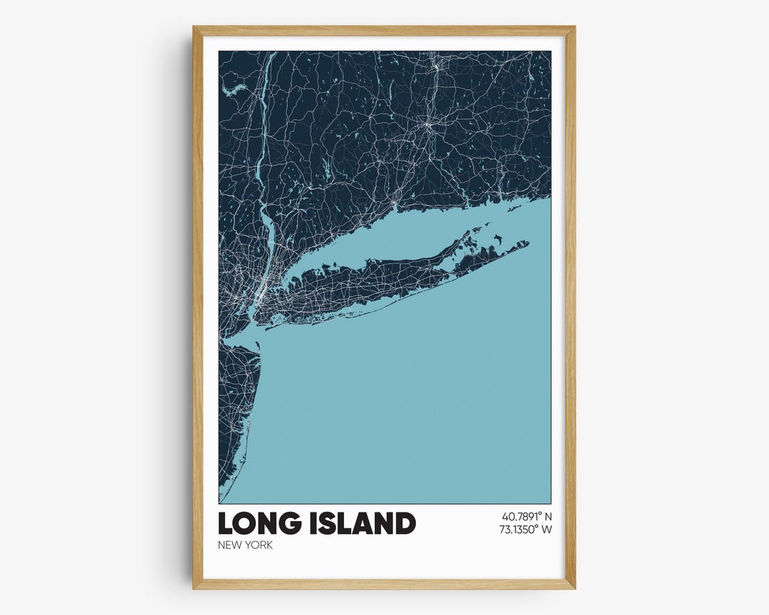 Long Island Map Print, New York Wall Art, Long Island NY Poster - Etsy