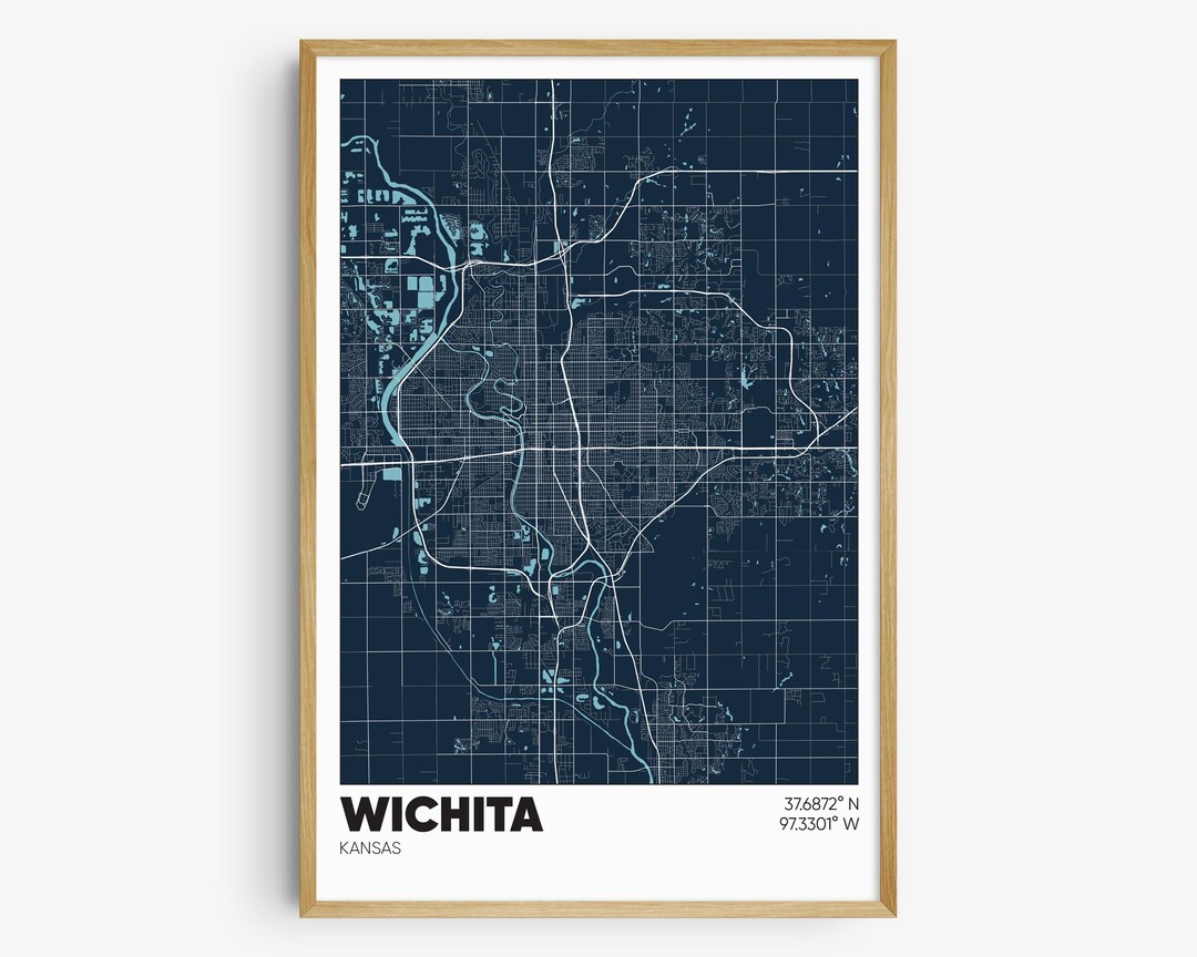 Wichita Map Print, Kansas Wall Art, Wichita KS Poster - Etsy