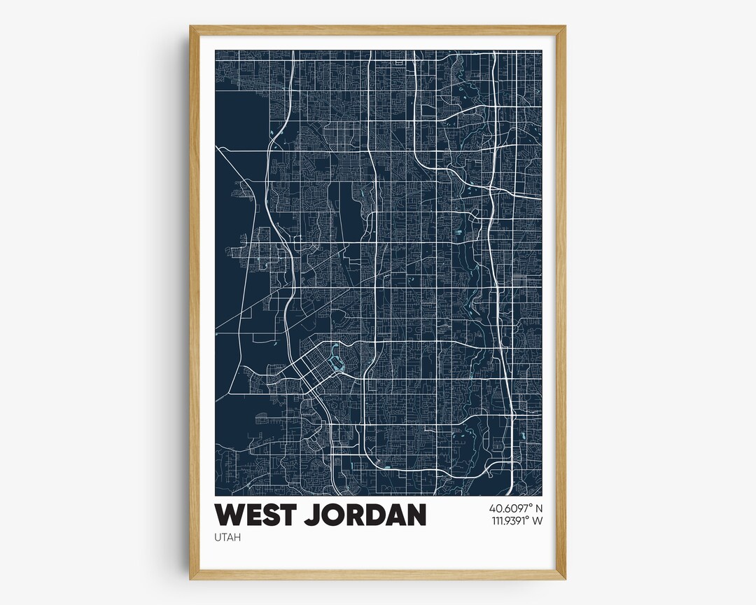 West Jordan UT Map Print, Utah Wall Art, West Jordan UT Poster - Etsy