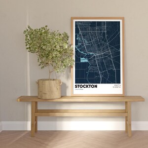 Stockton CA Map Print, California Wall Art, Stockton California Poster ...