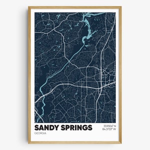Sandy Springs Map Print, Georgia Wall Art, Sandy Springs GA Poster - Etsy