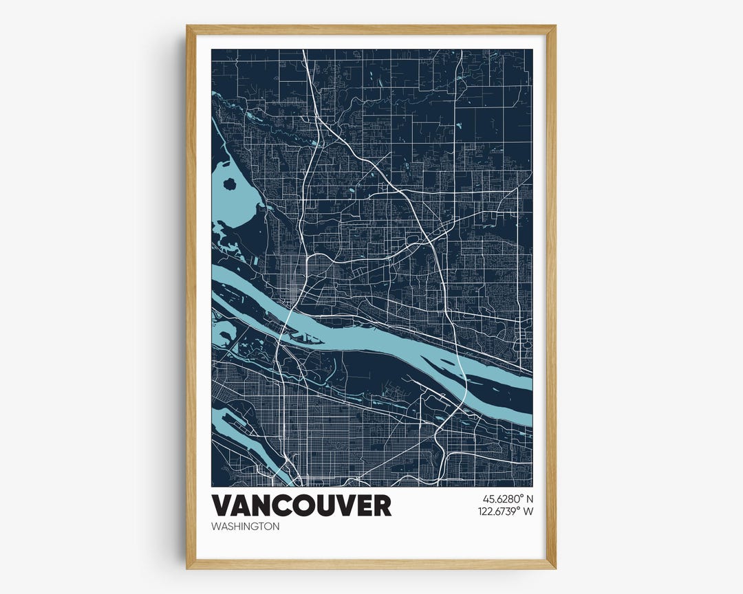 Vancouver Washington Map Print, City Wall Art, Vancouver WA Poster - Etsy