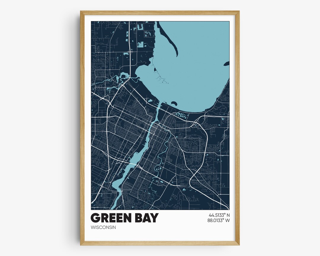 Green Bay Map Print, Wisconsin Wall Art, Green Bay WI Poster - Etsy