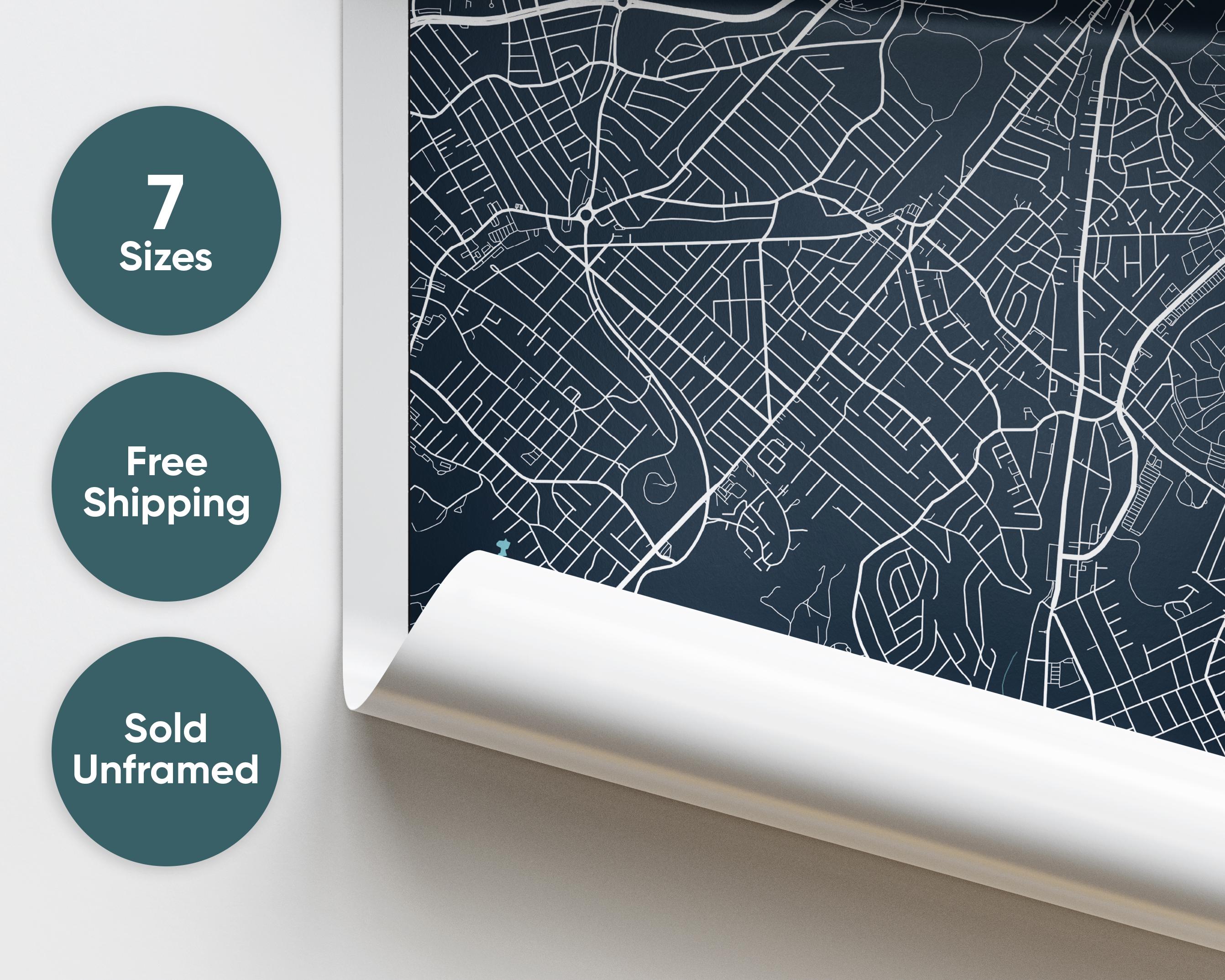 Roslindale Boston Map Print, Massachusetts Wall Art, Boston ...