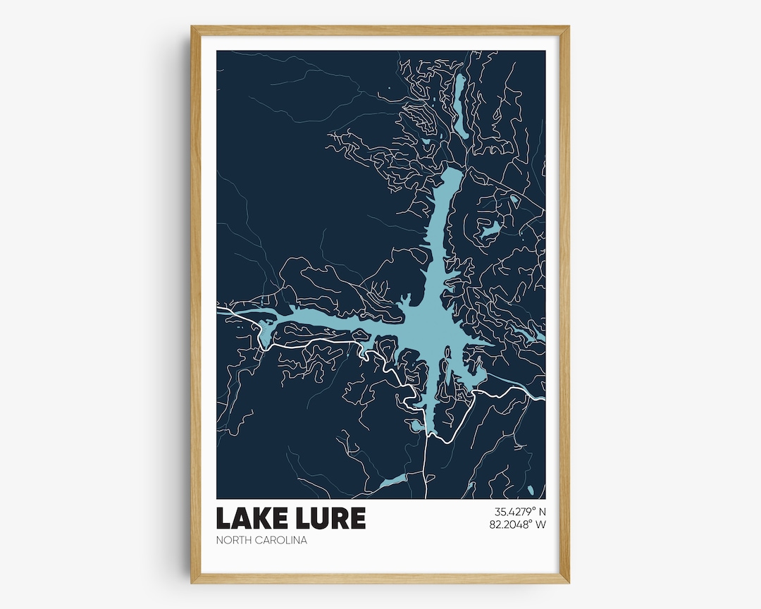 Lake Lure Map Print, North Carolina Wall Art, Lake Lure NC Poster - Etsy
