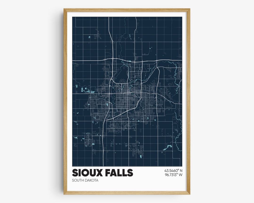 Sioux Falls Map Print, South Dakota Wall Art, Sioux Falls SD Poster - Etsy