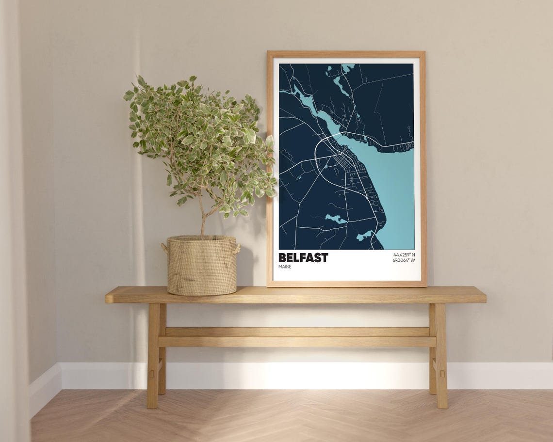 Belfast ME Map Print, Maine Wall Art, Belfast Maine Poster - Etsy