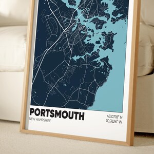 Portsmouth NH Map Print, New Hampshire Poster, Portsmouth NH Wall Art ...