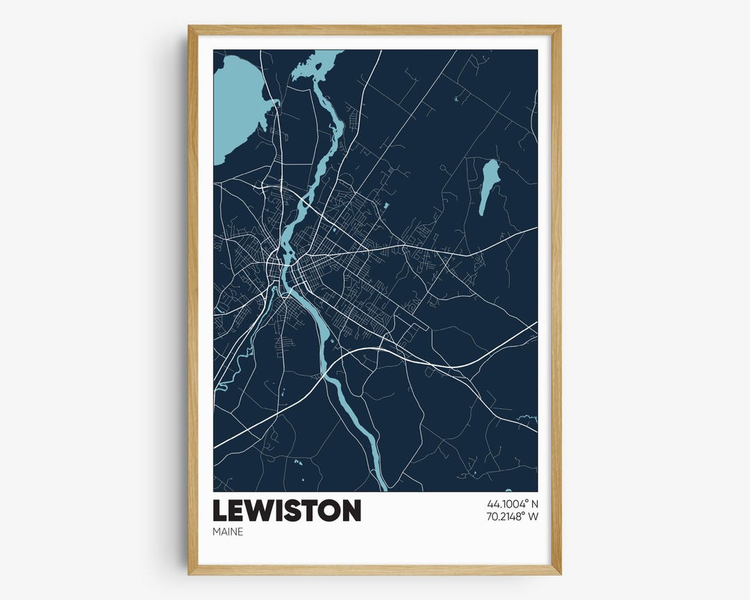 Lewiston ME Map Print, Maine Wall Art, Lewiston Maine Poster - Etsy
