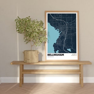 Bellingham Map Print, Washington Wall Art, Bellingham WA Poster - Etsy