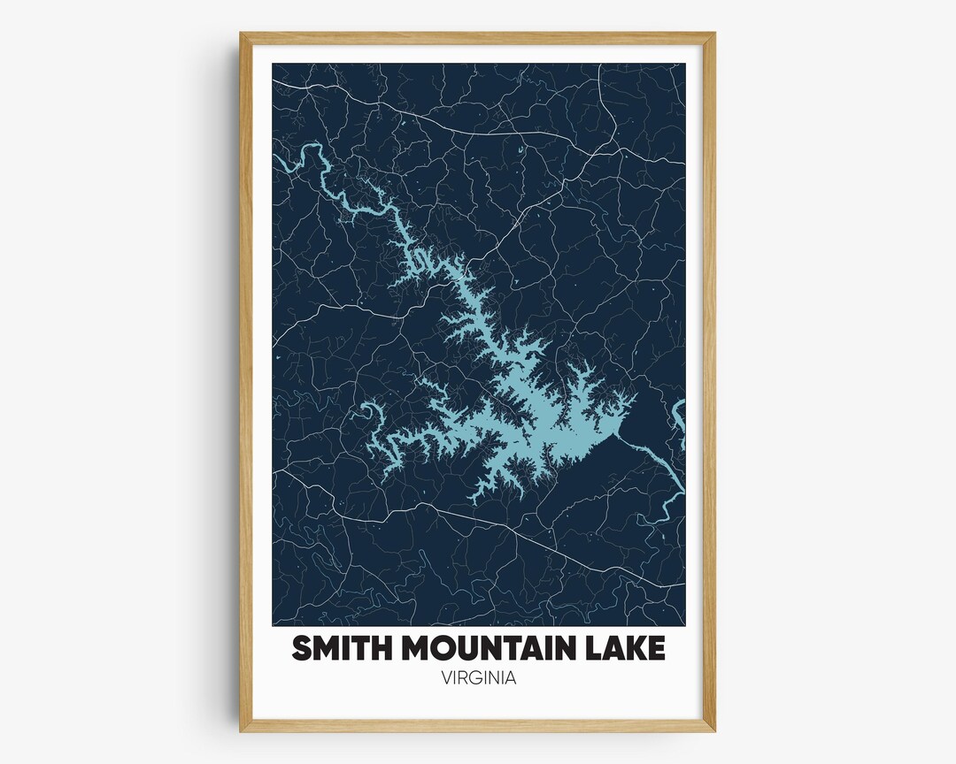 Smith Mountain Lake Map Print, Virginia Wall Art, Smith Mountain Lake ...