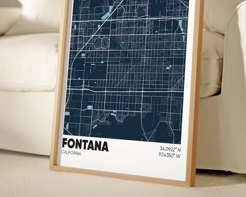 Fontana Map Print, California Wall Art, Fontana CA Poster - Etsy