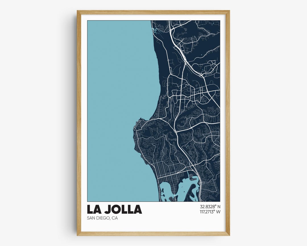 La Jolla Map Print, San Diego Neighborhood Wall Art, La Jolla ...