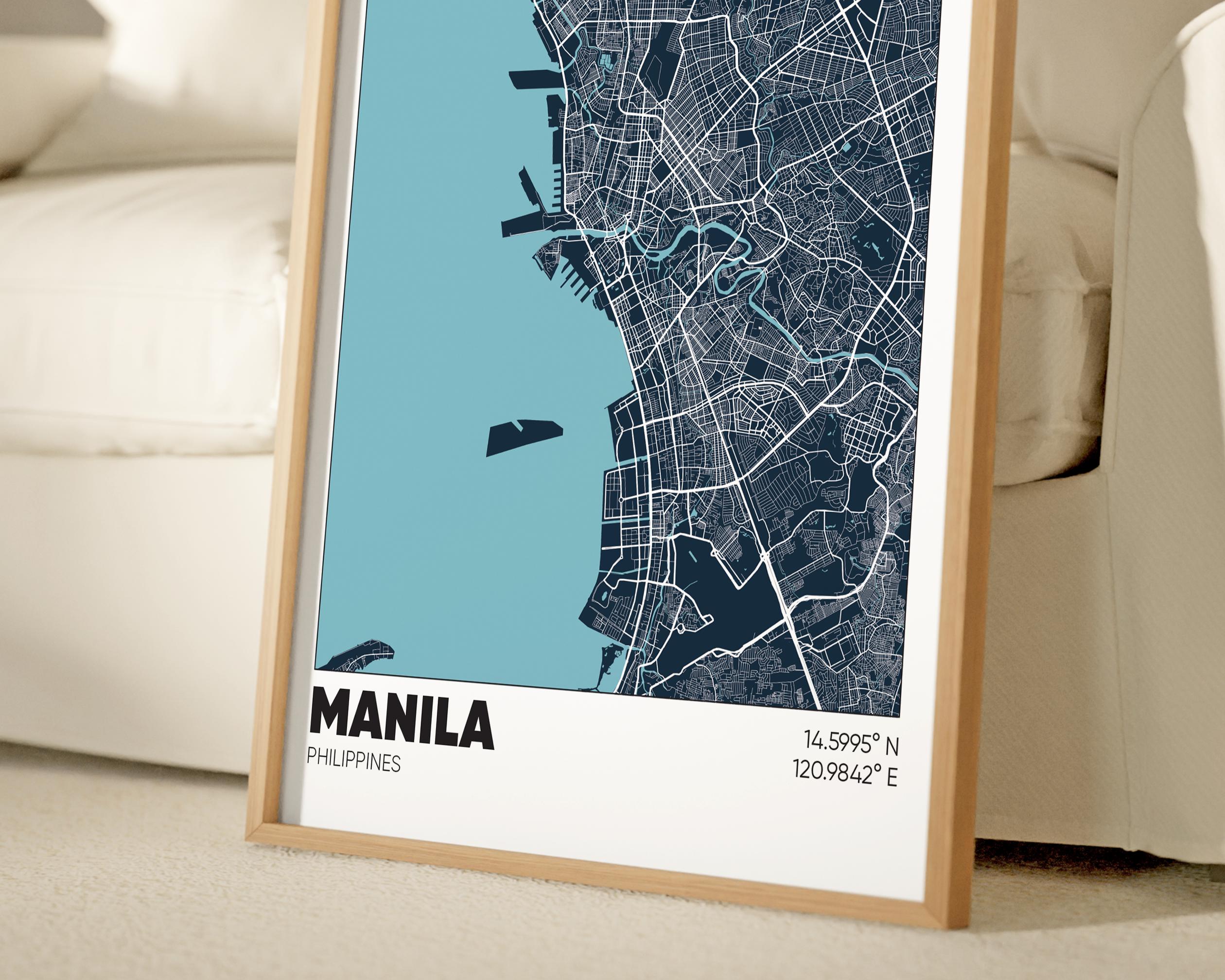 Manila Map Print, Philippines Wall Art, Manila Philippines Poster - Etsy