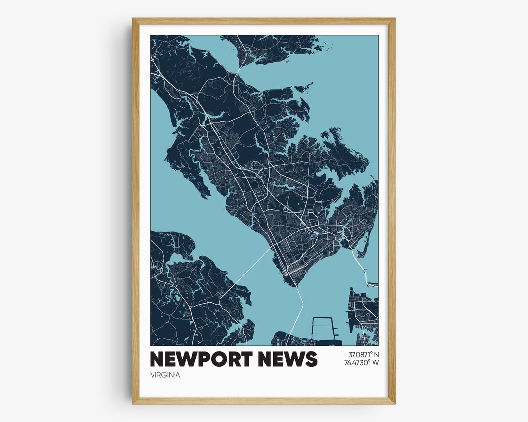Newport News Map Print, Virginia Wall Art, Newport News VA Poster - Etsy