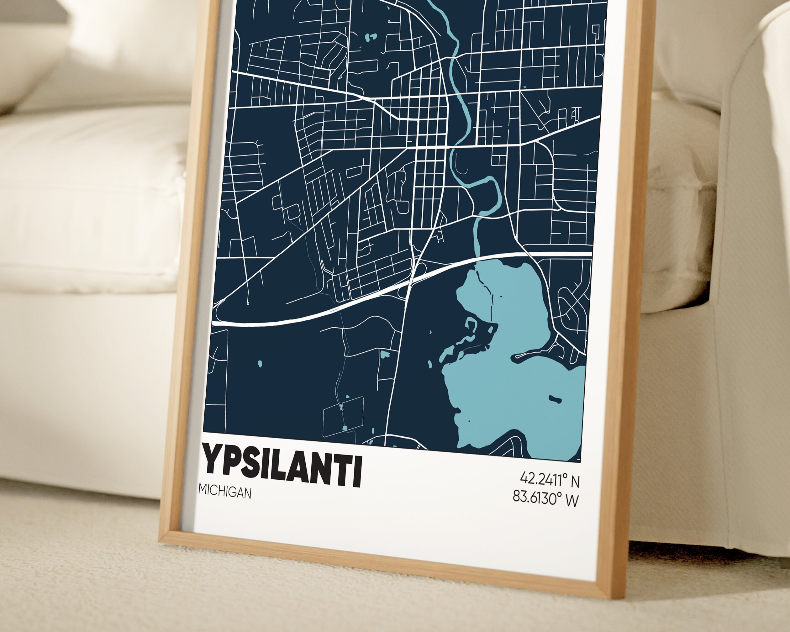Ypsilanti Map Print, Michigan Wall Art, Ypsilanti MI Poster - Etsy