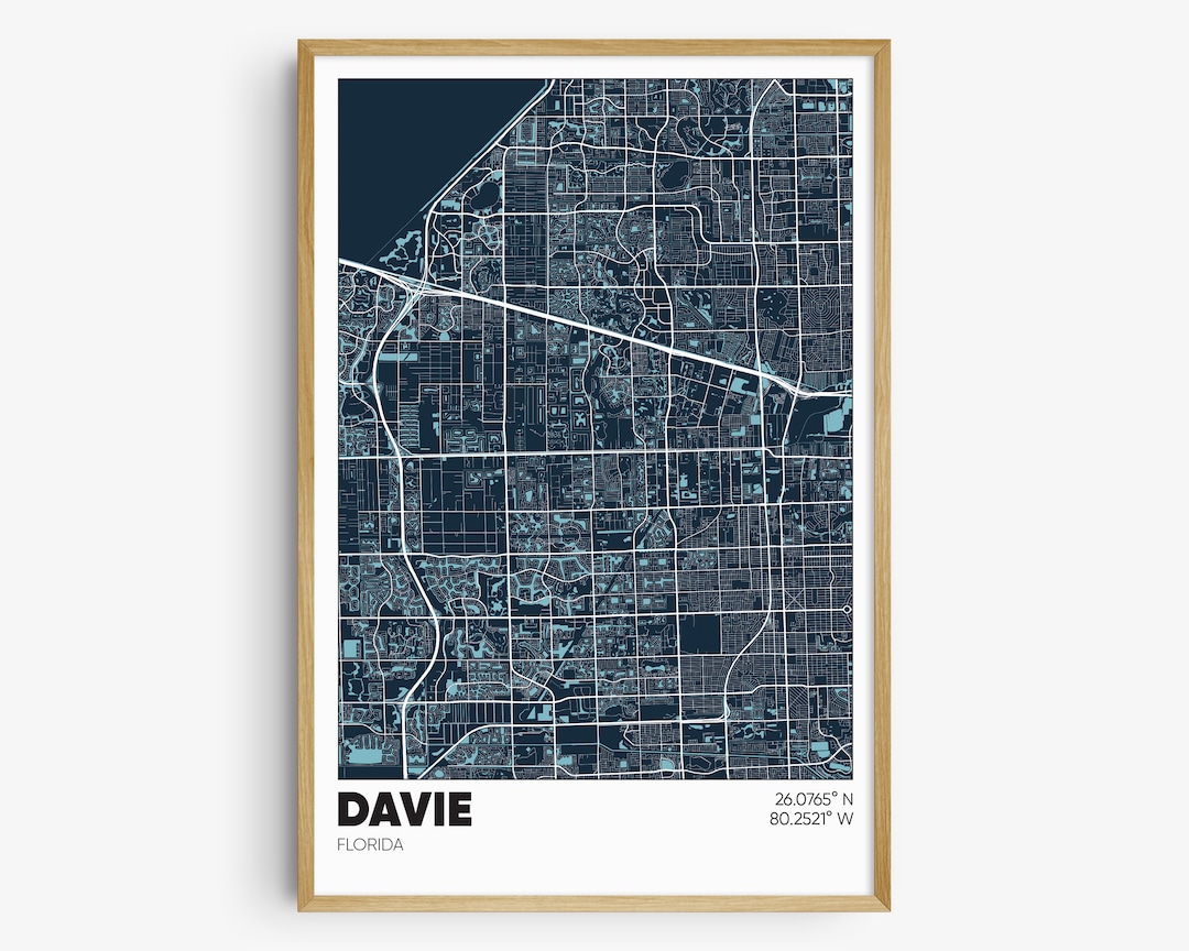 Davie Map Print, Florida Wall Art, Davie FL Poster - Etsy
