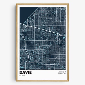 Davie Map Print, Florida Wall Art, Davie FL Poster - Etsy