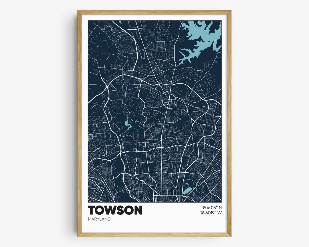 Towson Map Print, Maryland Wall Art, Towson MD Poster - Etsy