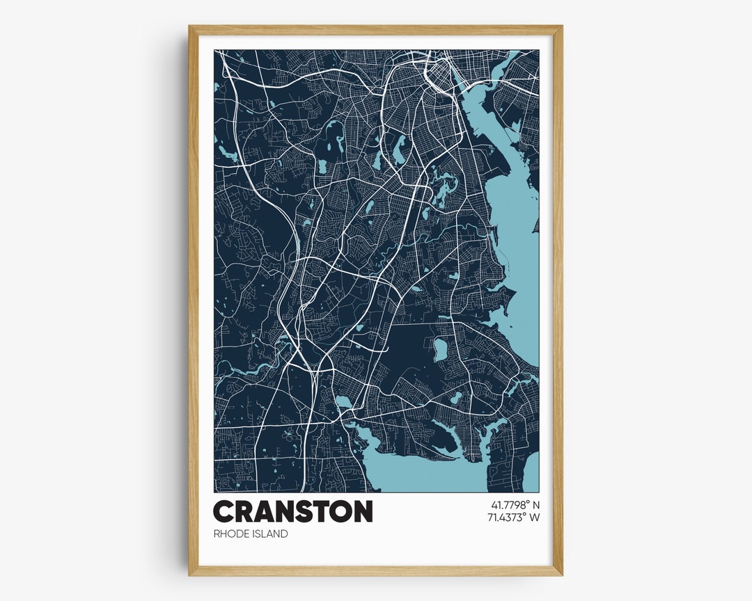 Cranston Map Print, Rhode Island Wall Art, Cranston RI Poster - Etsy