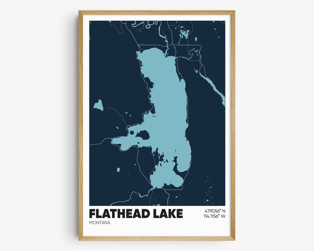 Flathead Lake Map Print, Montana Wall Art, Flathead Lake MT Poster - Etsy